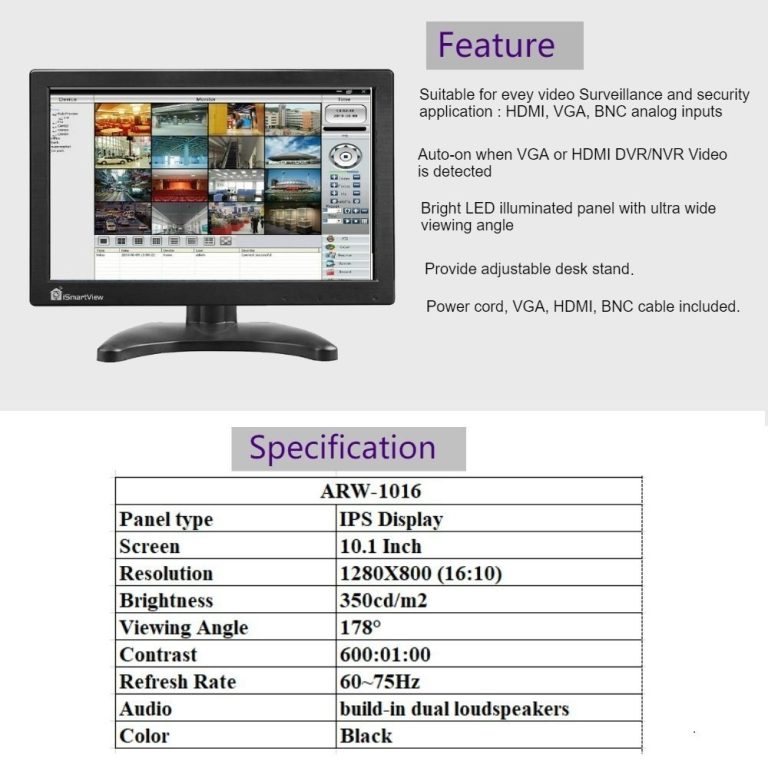 10.1"吋 高清HDMI Monitor ISP LED液晶顯示器 - iSmartView