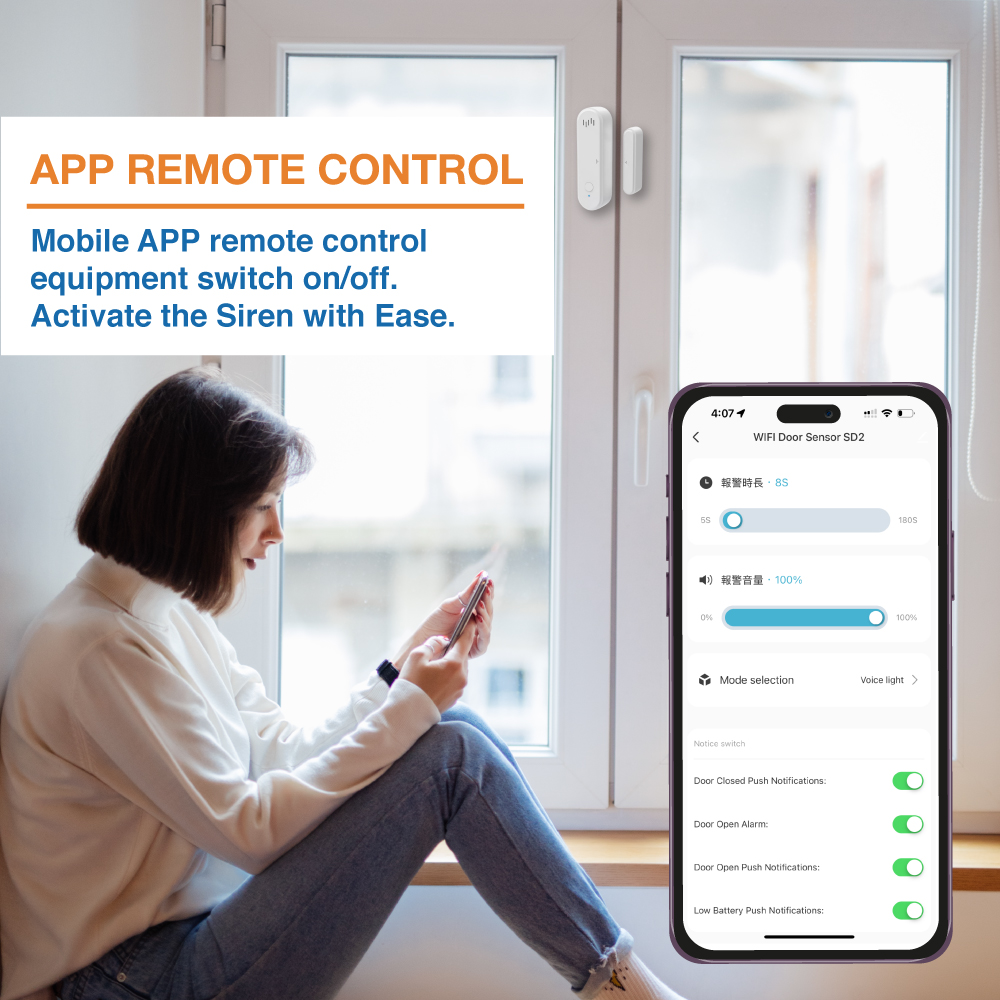 Wi-Fi無線門窗感應器 智能家居設備 門窗打開或關閉時APP立即訊息通知 簡易安裝 - iSmartView